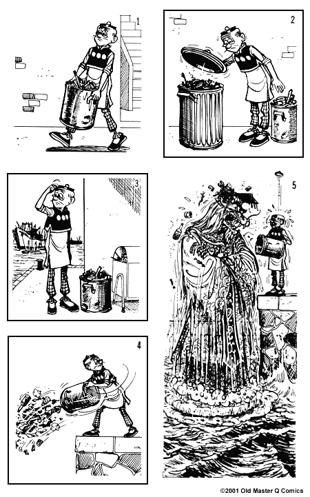 Strip #606 污染海水 Polluting the Ocean - Old Master Q Comics [老夫子]